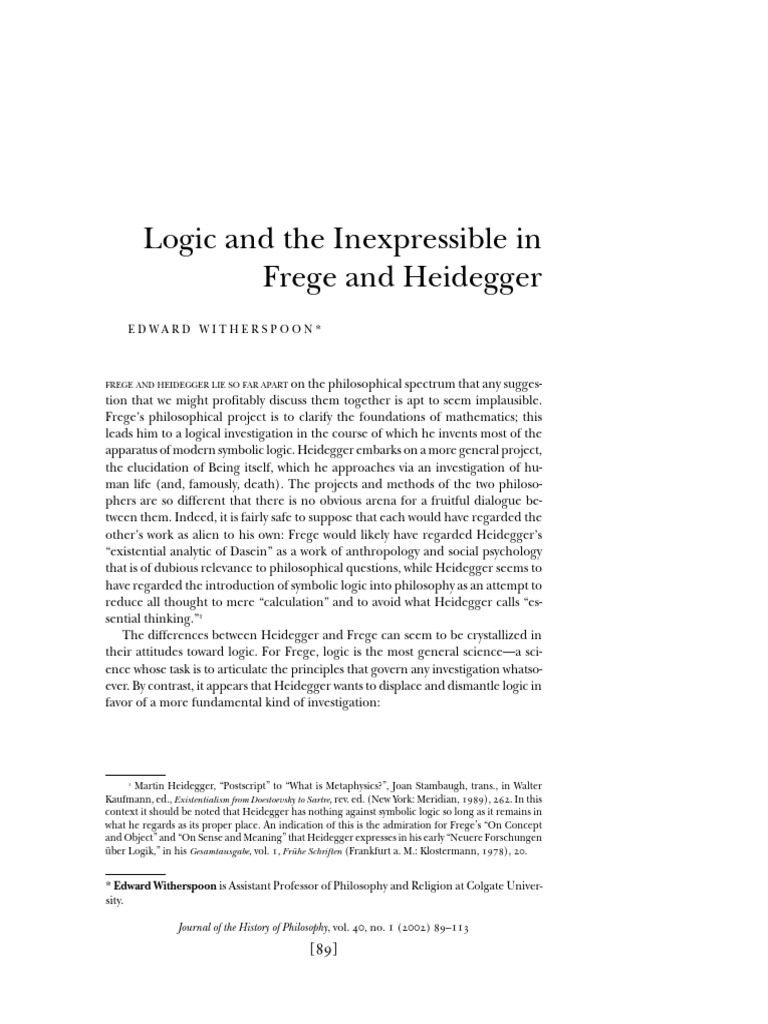 Logic and the Inexpressible: Exploring Parallels Between Heidegger and ...