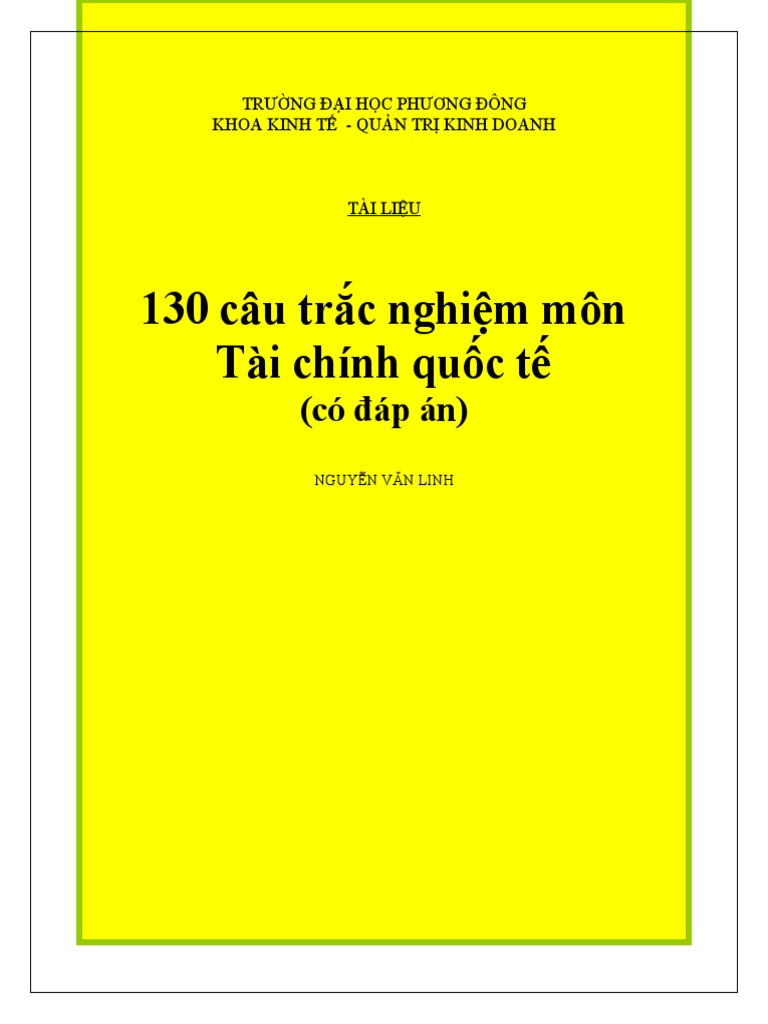 130 Cau Hoi Trac Nghiem Tai Chinh Quoc T | PDF