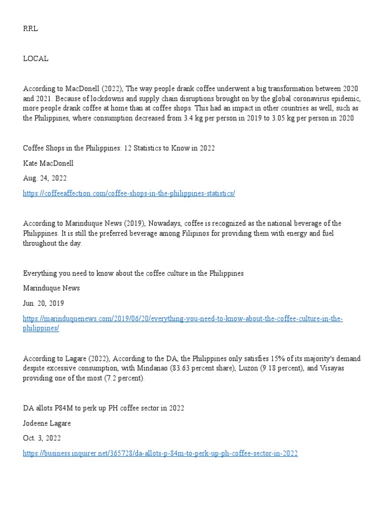RRL Local&foreign | PDF | Caffeine | Coffee RRL Local&foreign | PDF | Caffeine | Coffee