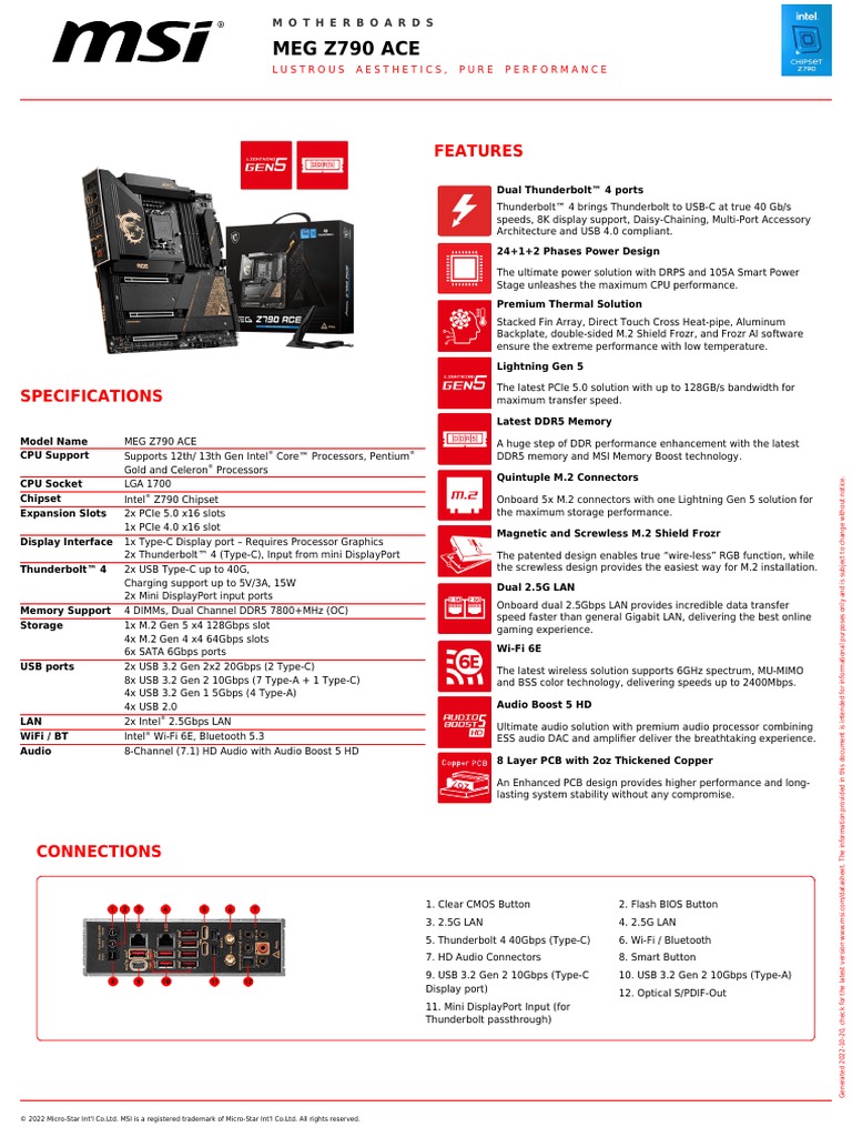 Meg Z790 Ace | PDF | Usb | Physical Layer Protocols
