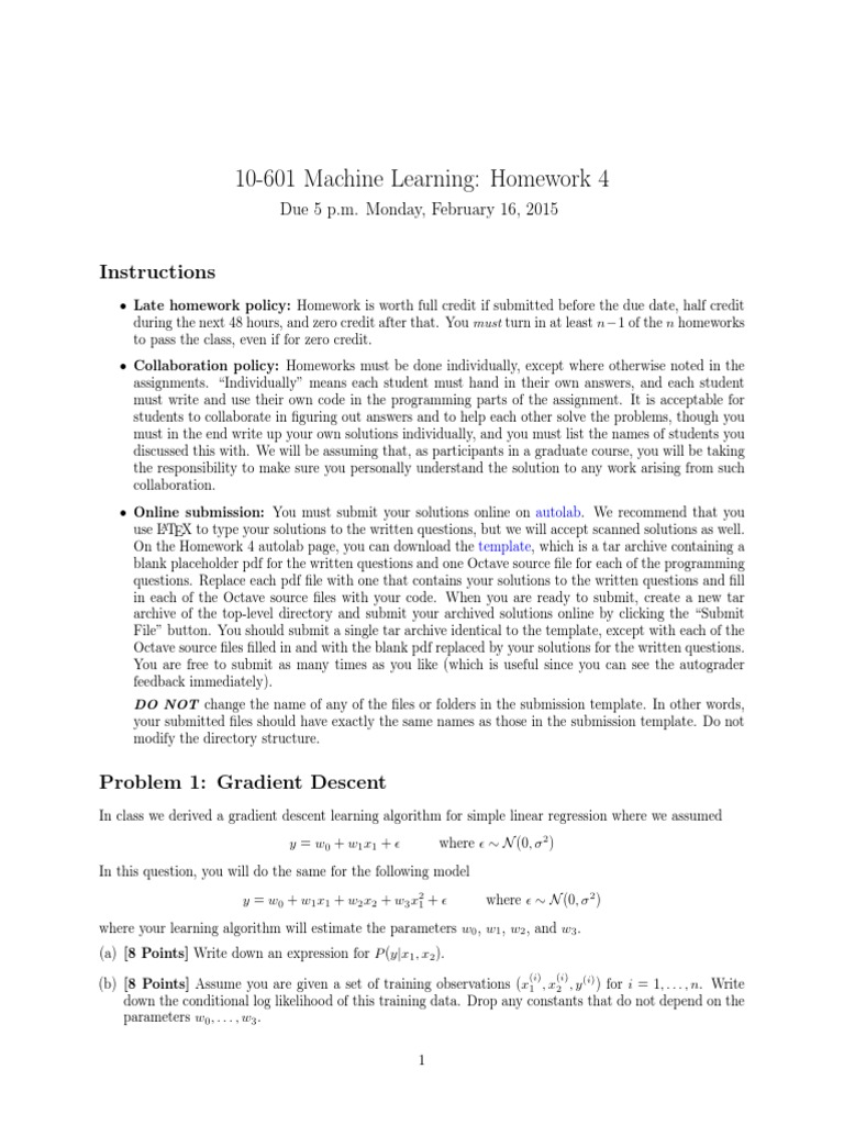 Homework 4 | PDF | Gradient | Logistic Regression