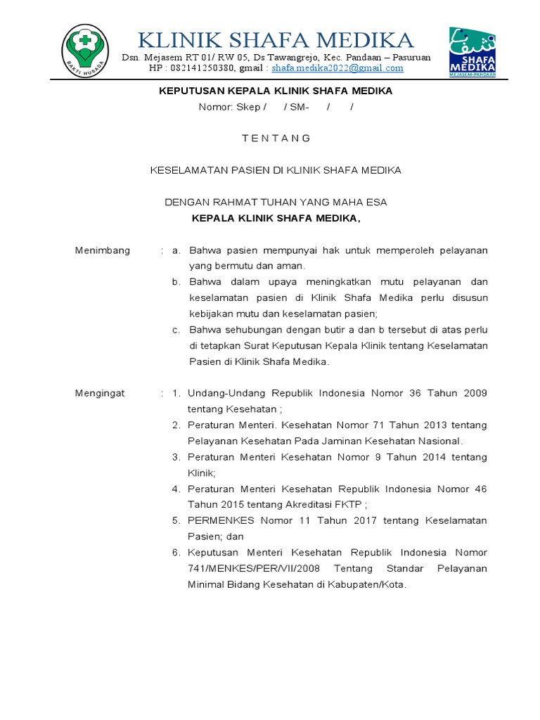 SKP 6-SK Keselamatan Pasien | PDF