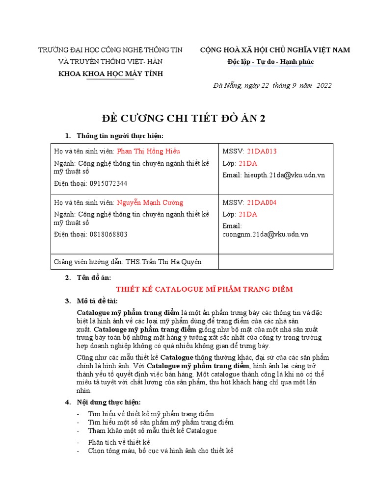 De Cuong Do An Co So 2 | PDF