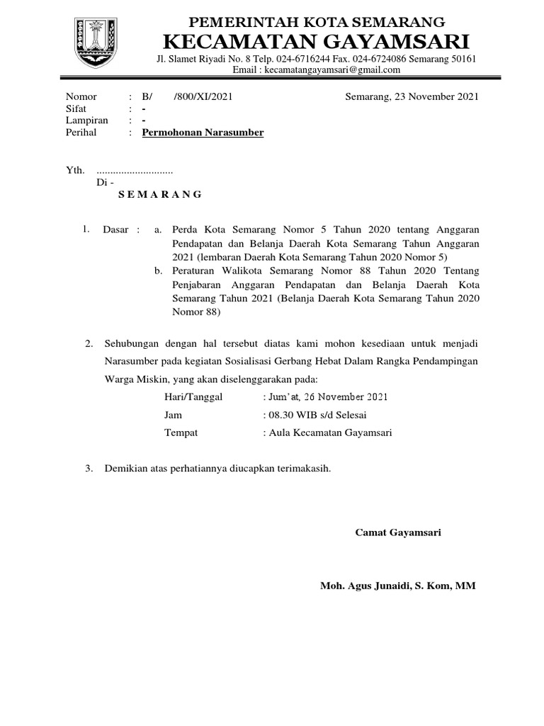 Undangan Rakor Pengurus POKJA Kampung KB | PDF