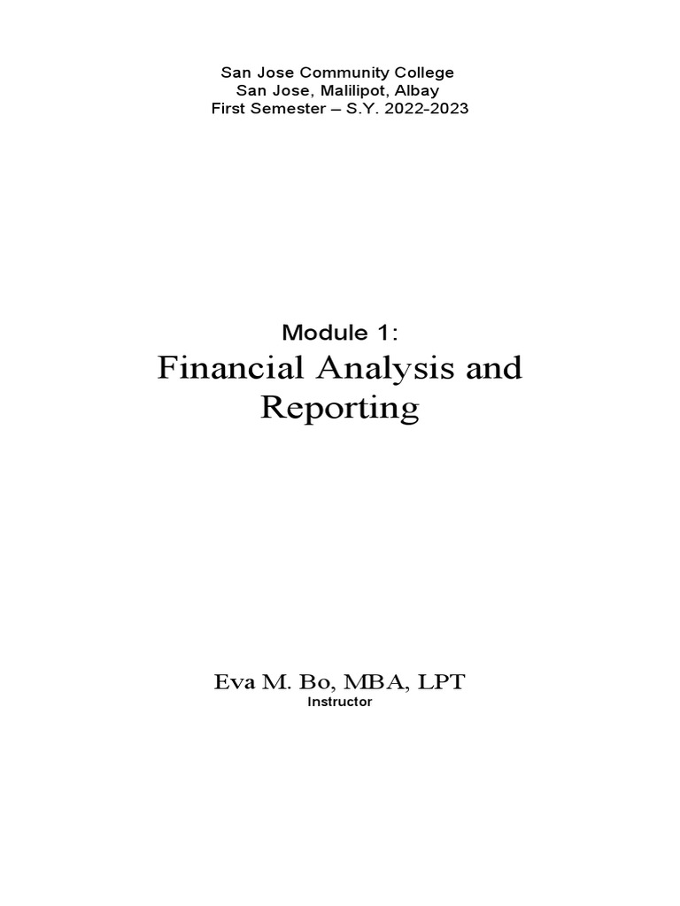 Module 1 Financial Analysis and Reporting | PDF | Financial Statement ...