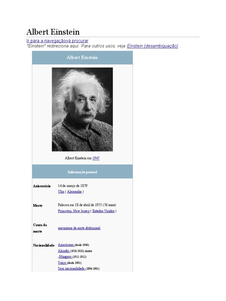 Albert Einstein | PDF | Albert Einstein | Física