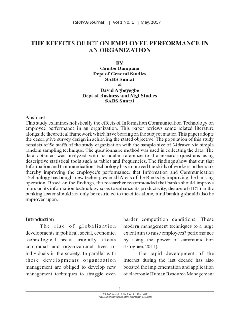 ICT's Impact on Employee Performance | PDF | Information Technology ...