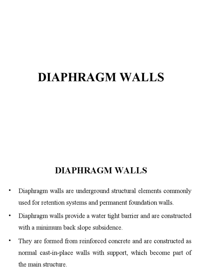 Diaphragm Walls: Construction & Uses | PDF | Building Engineering ...
