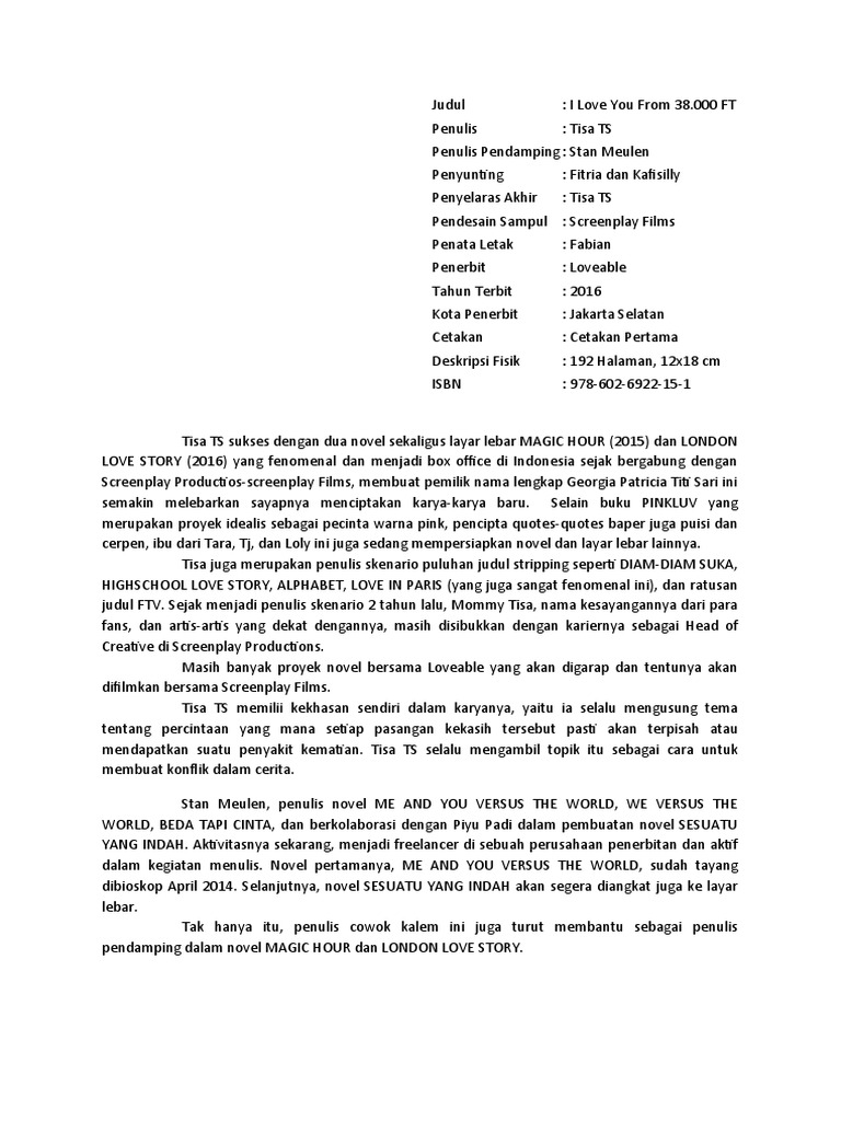 Resensi - Novel - Ily From 38000 FT | PDF