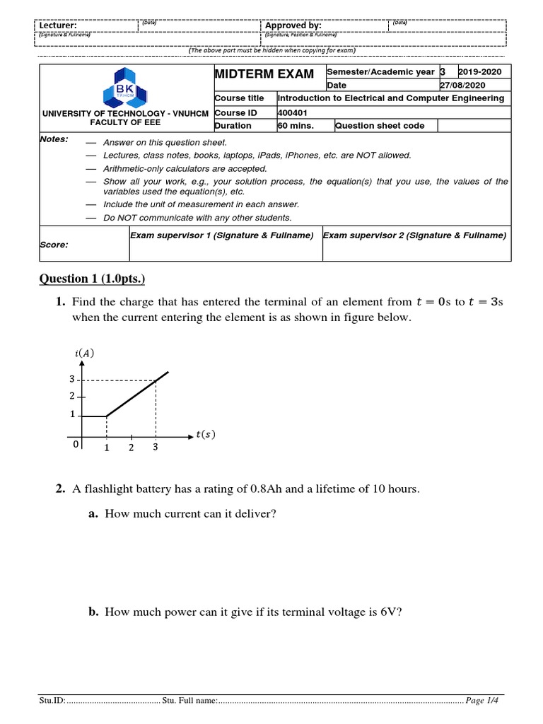 193 EE1029 Midterm | PDF | Electrical Network | Electronic Engineering