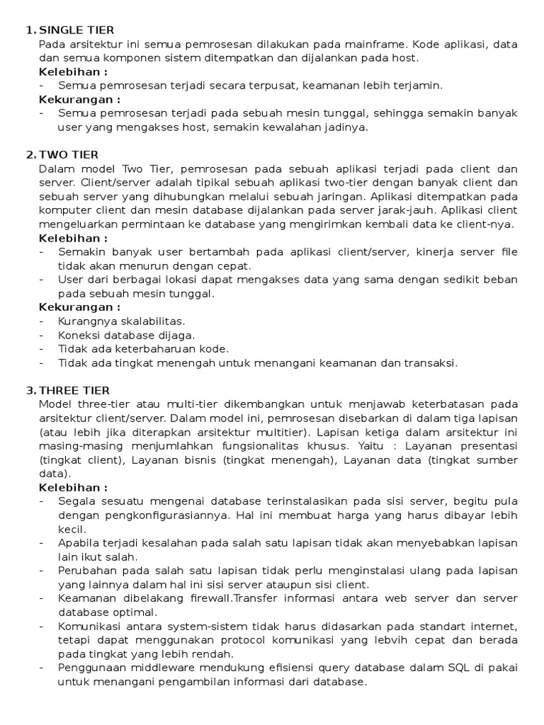 Perbedaan 1 Tier 2 Tier 3 Tier Dan N Tier PDF Free | PDF