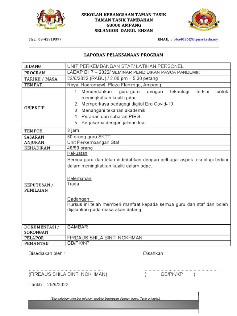 Laporan Ladap Bil 7 - 2022 | PDF