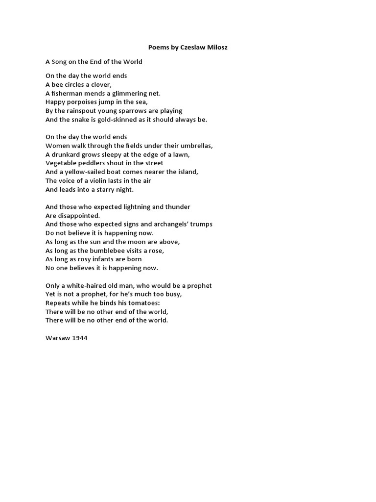 Poems by Czeslaw Milosz | PDF