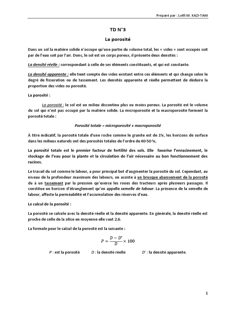 Calcul de la porosité du sol | PDF | Porosité | Labour
