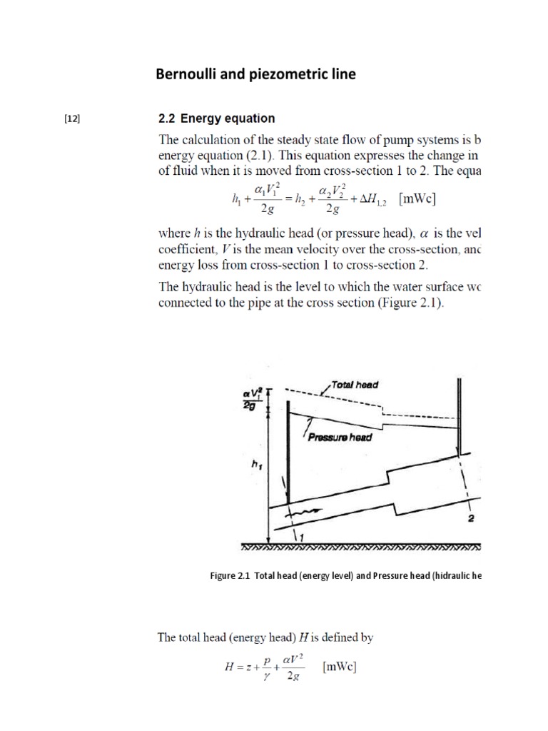 Bernoulli and Piezometric Line | PDF | Pressure | Motion (Physics)