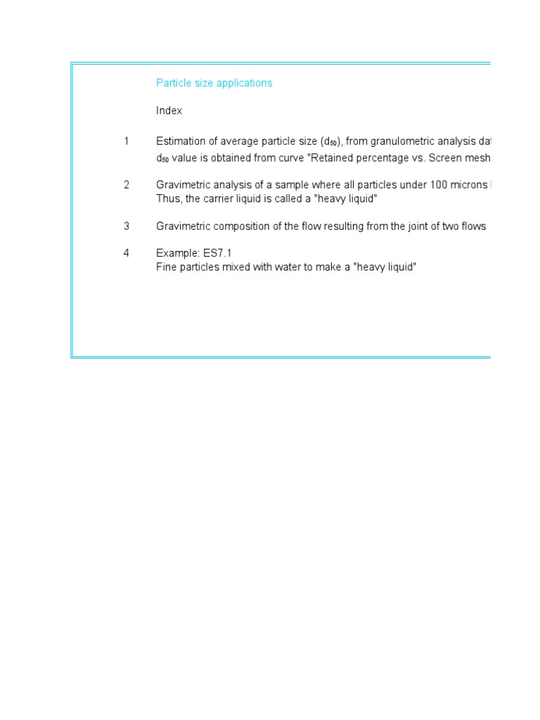 Average Particle Size Determination d50 From Gravimetric Analysis Mesh ...