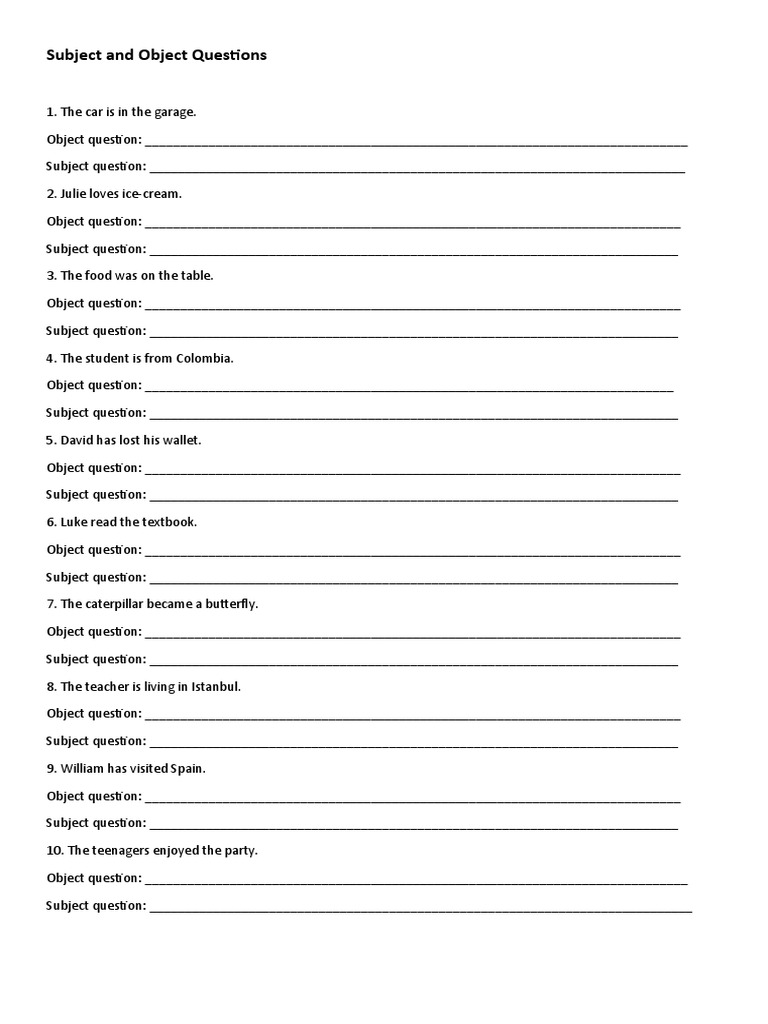 Subject and Object Questions 1 | PDF