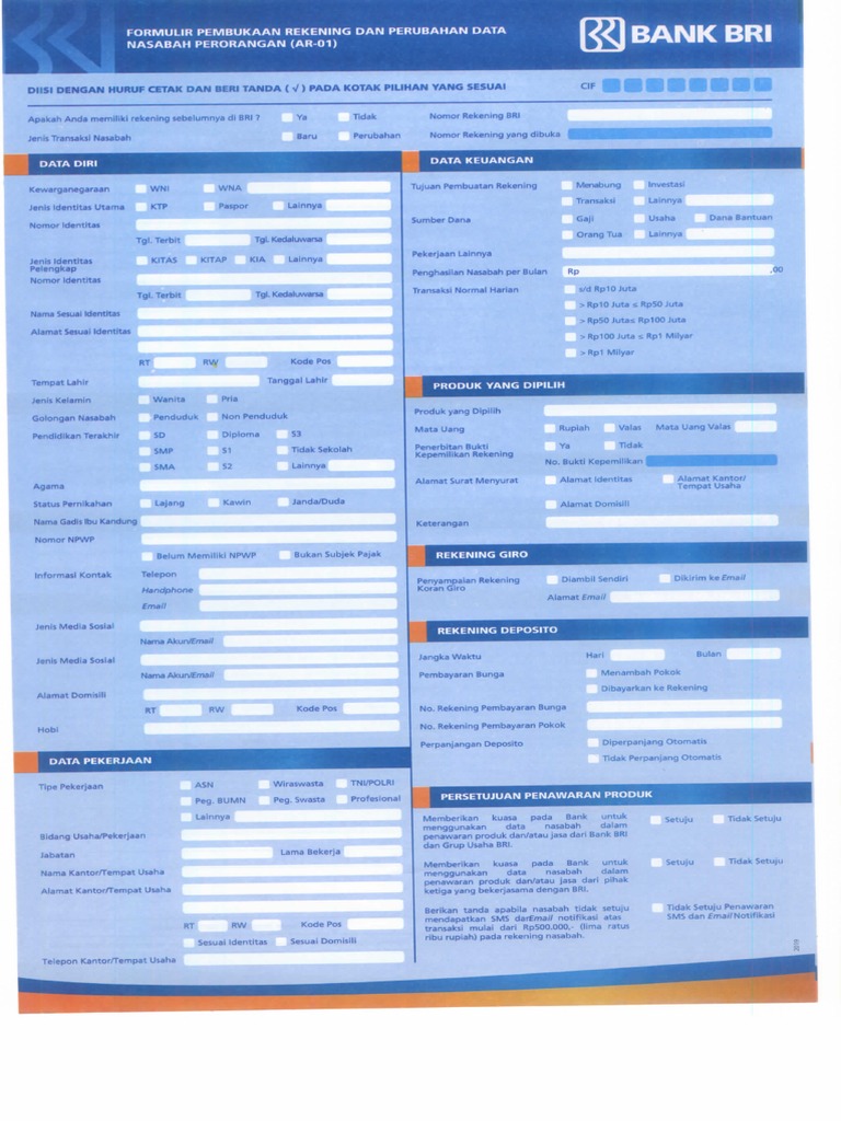 FR01 Form Pembukaan Rekening169 | PDF
