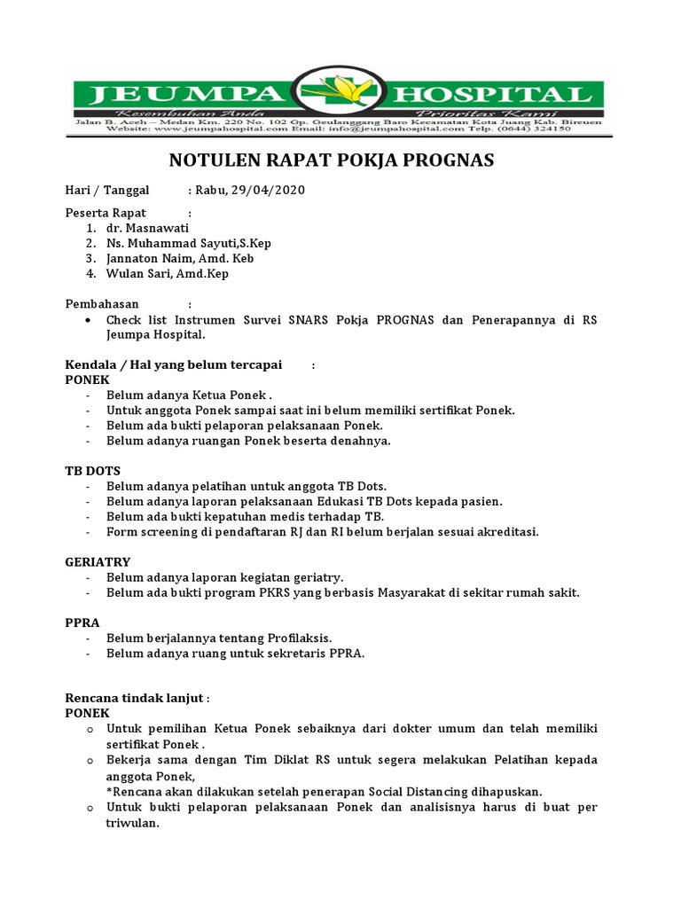 Notulen Rapat Prognas | PDF | Pengembangan Diri