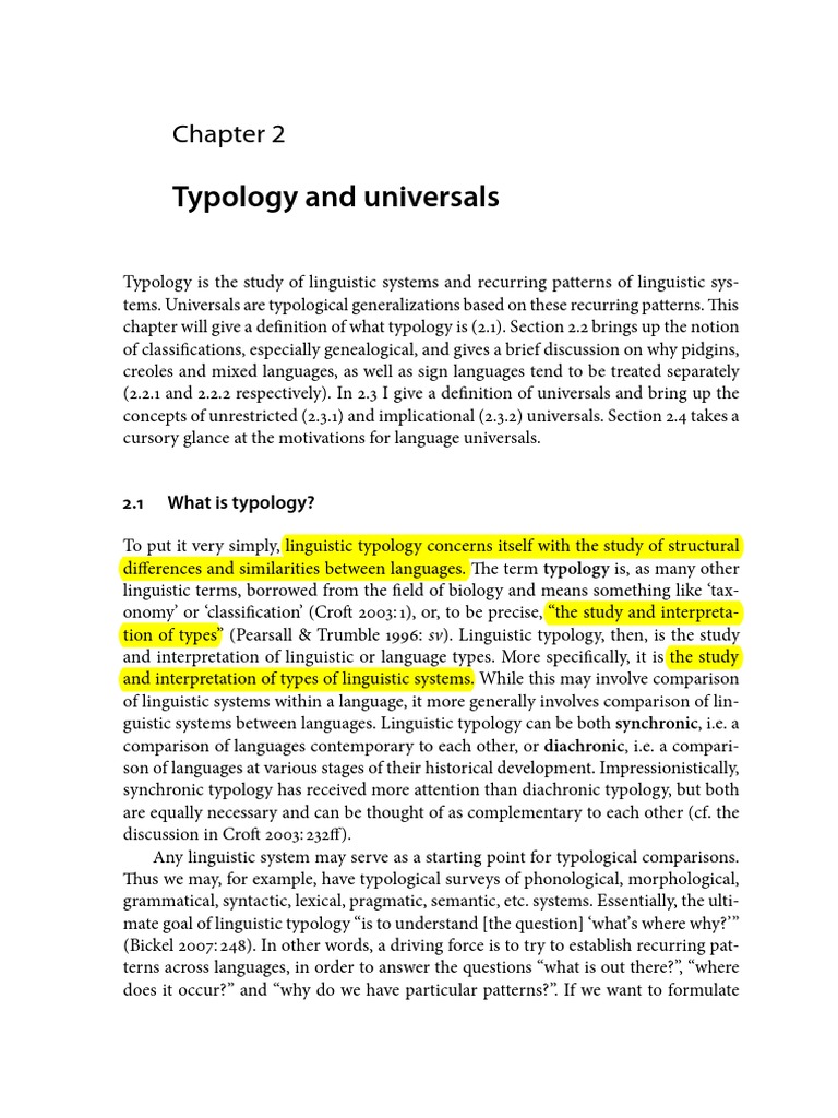 Velupillai 2012 ch2 | PDF | Linguistics | Linguistic Typology