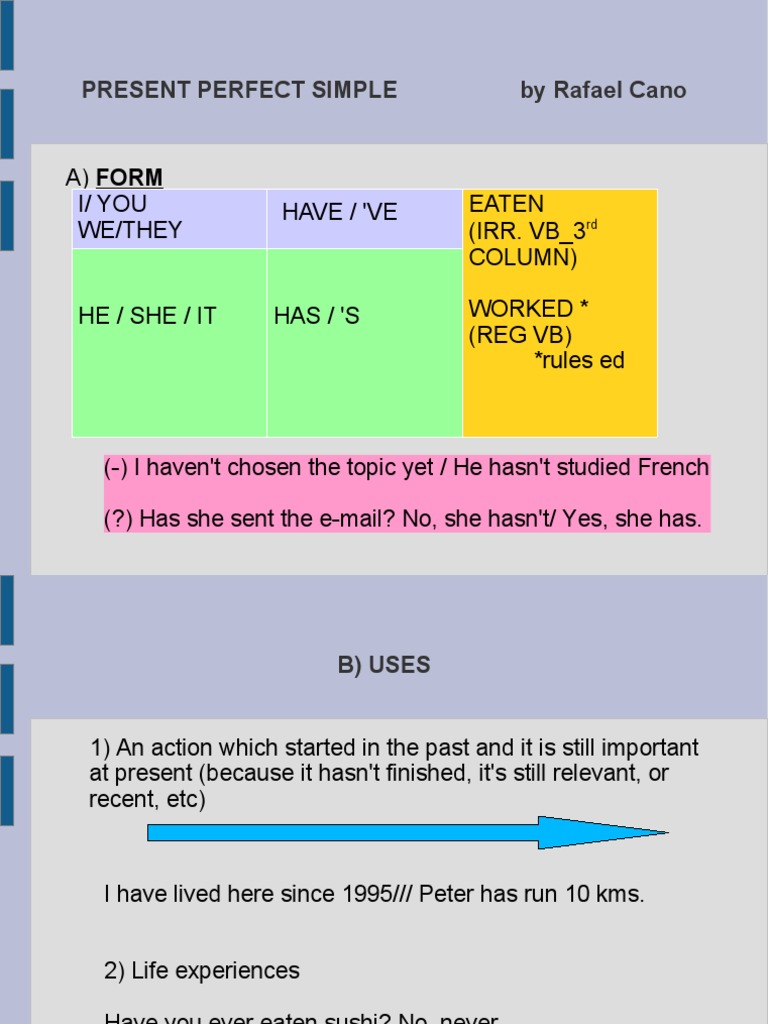 Present Perfect Simple Tense: Form, Uses, and Key Expressions | PDF ...