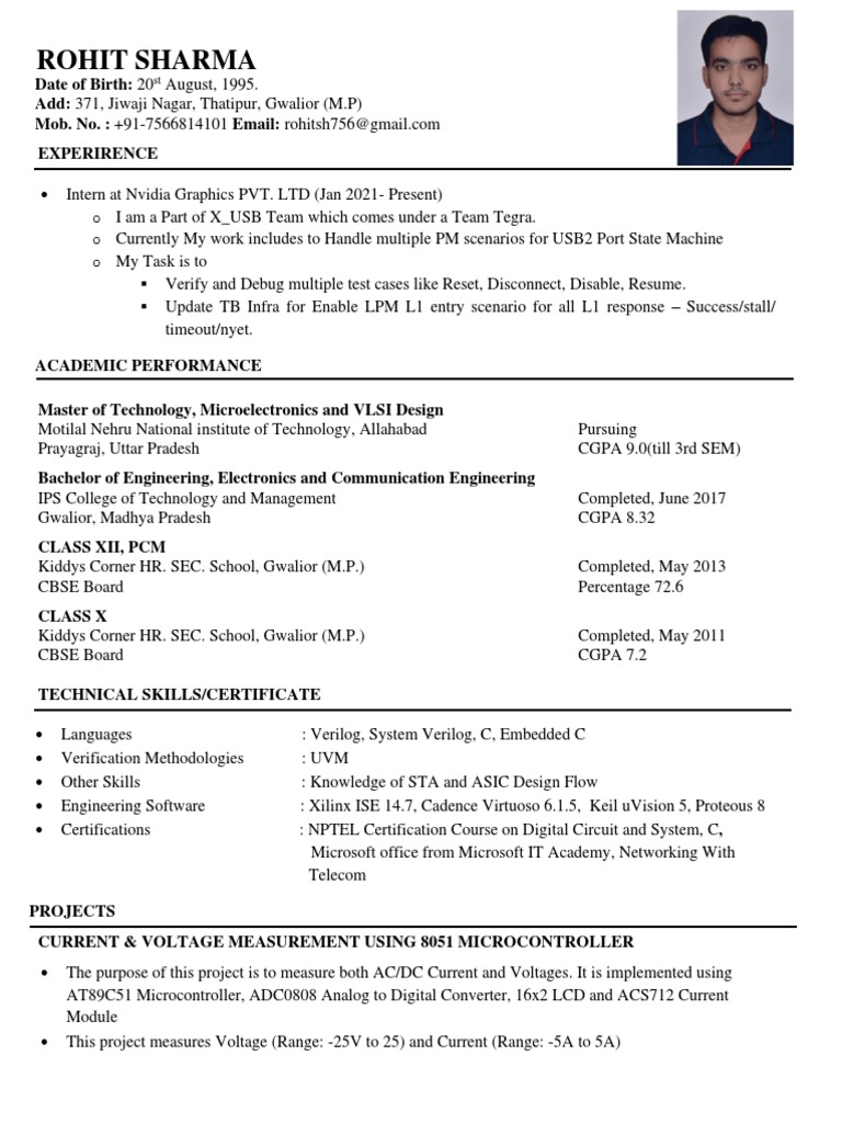 Rohit Resume 2019vl01 | PDF | Field Programmable Gate Array | Computer Science