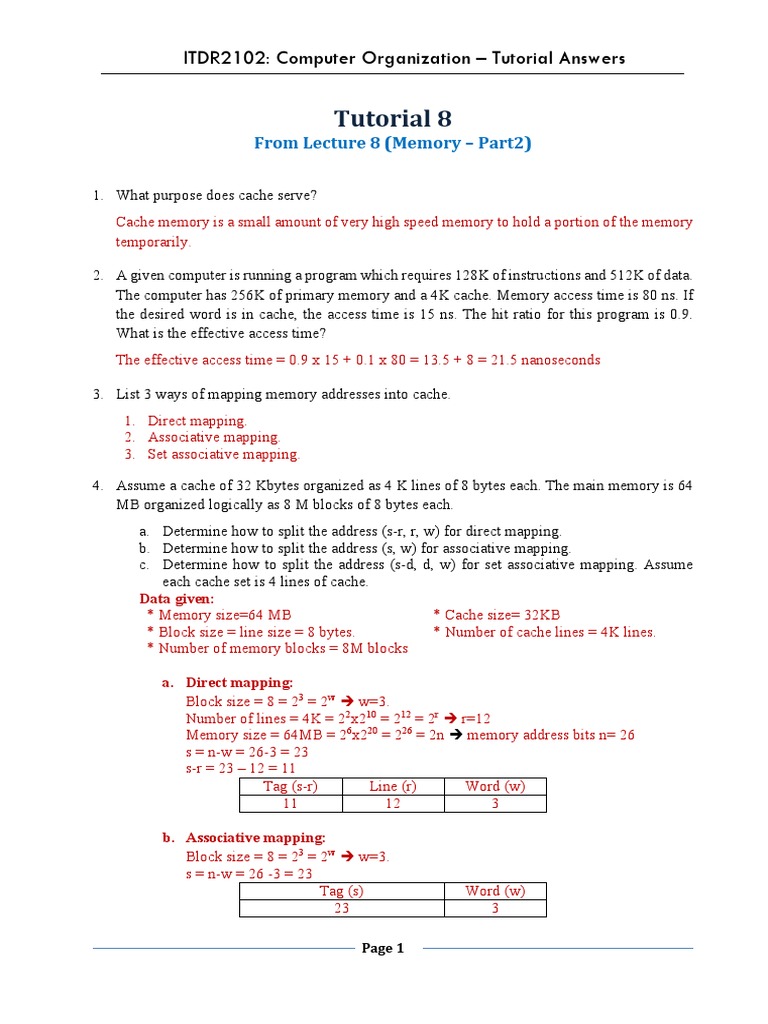 Cache Memory and Address Mapping Explained | PDF | Cpu Cache | Byte