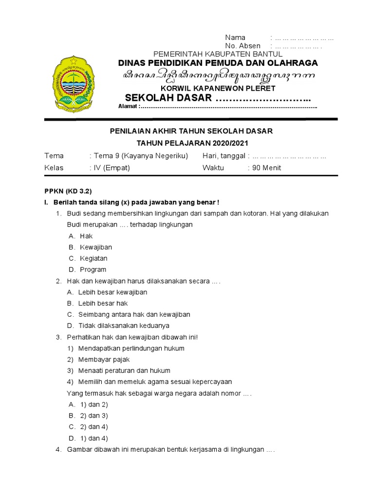 Latihan PAT TEMA 9 | PDF