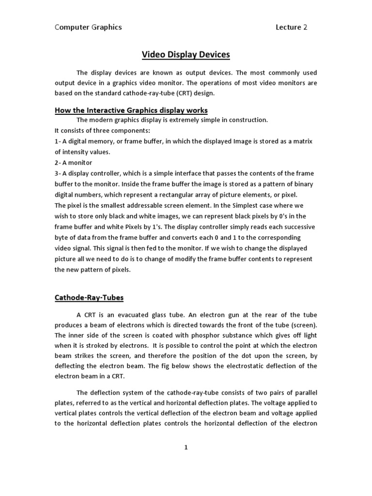 Video Display Devices: How The Interactive Graphics Display Works | PDF