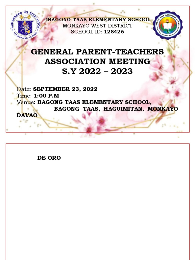 Pta Meeting Tarpapel | PDF