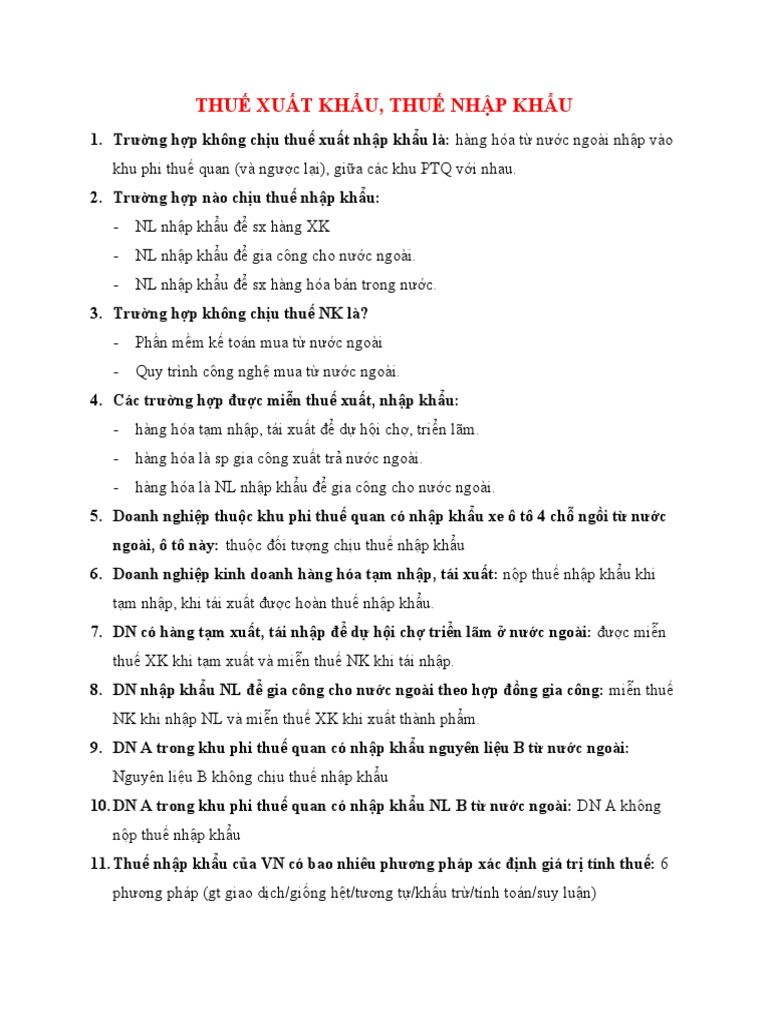 THUẾ XK, NK | PDF