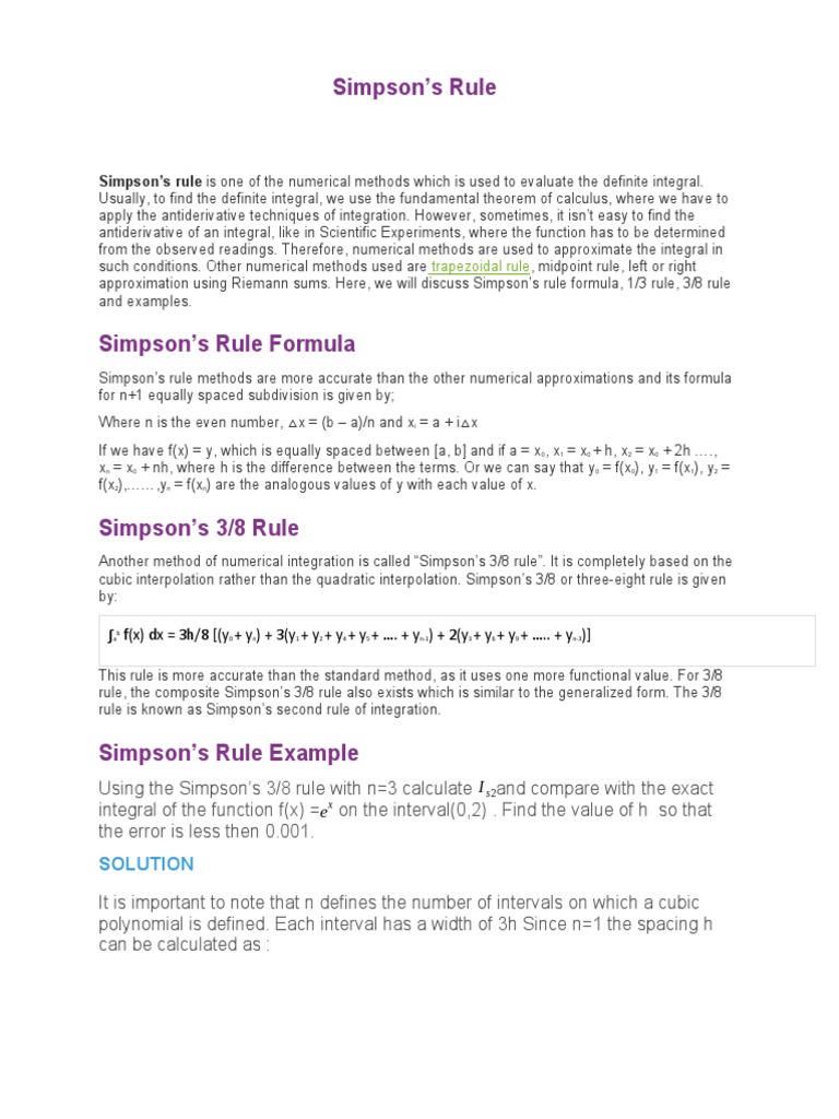 Simpson | PDF | Integral | Calculus