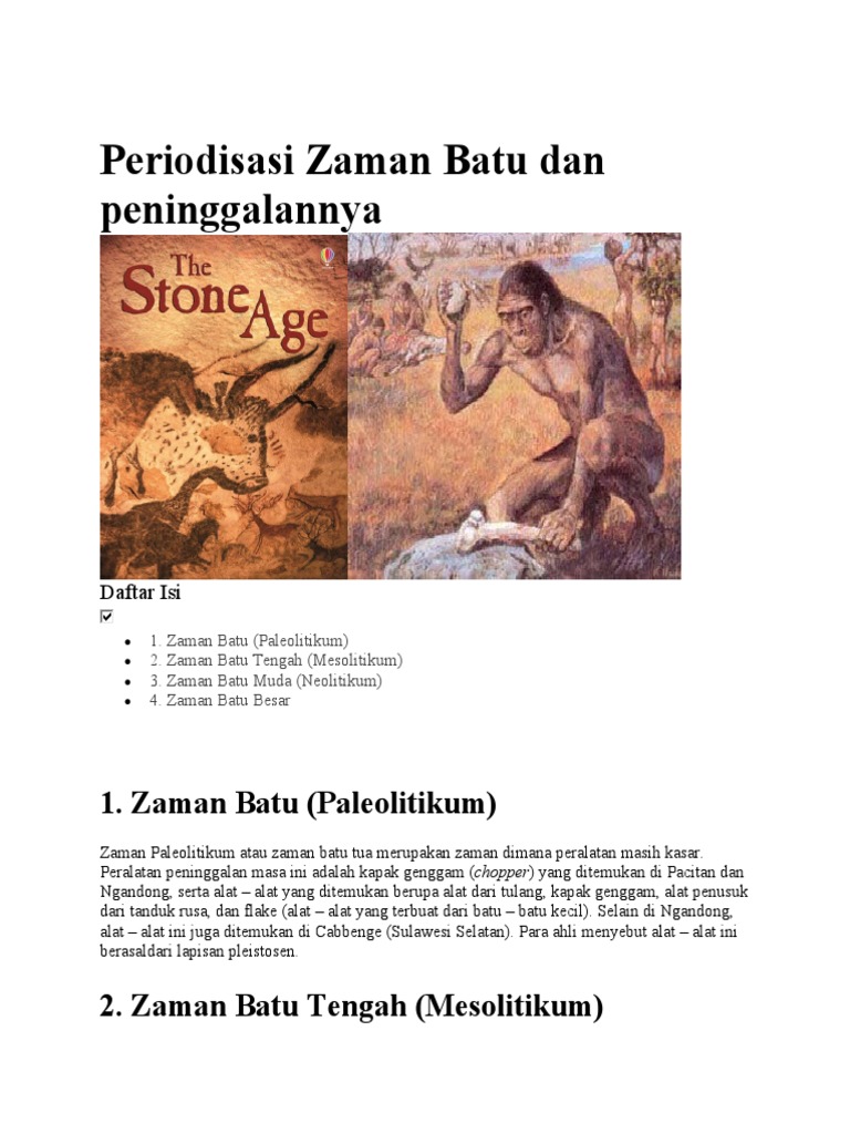 Periodisasi Zaman Batu Dan Peninggalannya | PDF