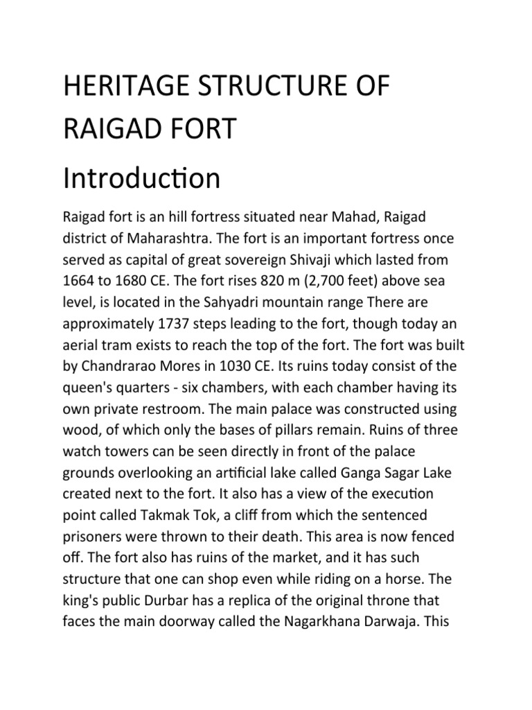 Heritage Structure of Raigad Fort | PDF | Chemistry | Materials