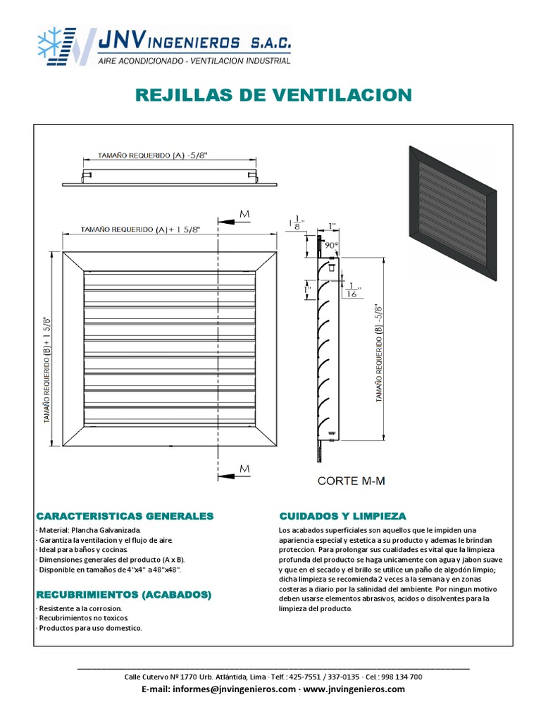 Ficha Tecnica Rejilla | PDF