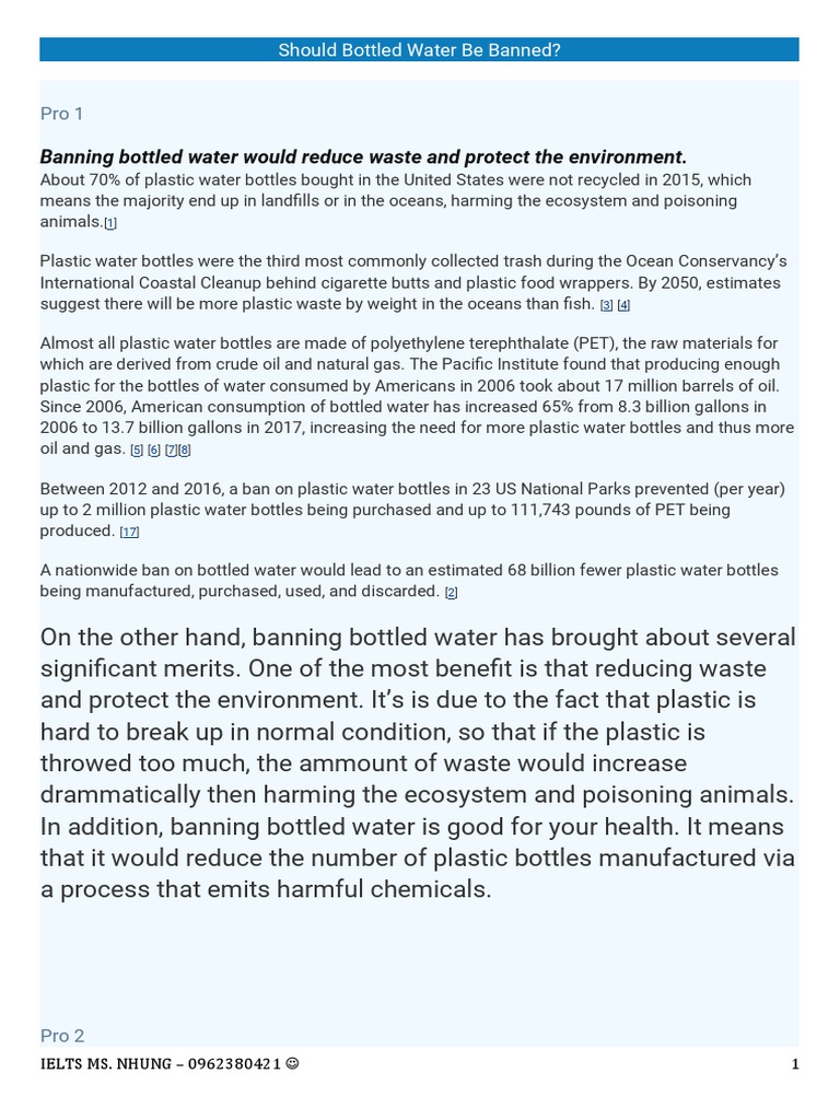 Writing 19 Water Bottles Banned | PDF | Bottled Water | Plastic