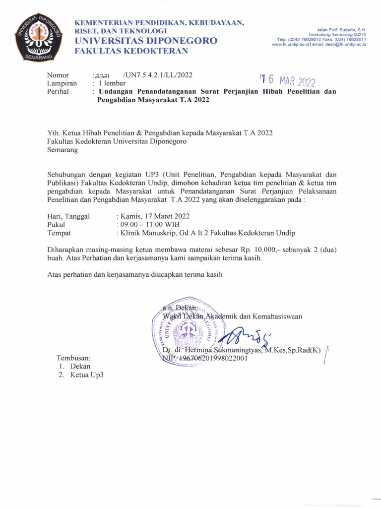 Undangan TTD SPK Hibah 2022.001 | PDF