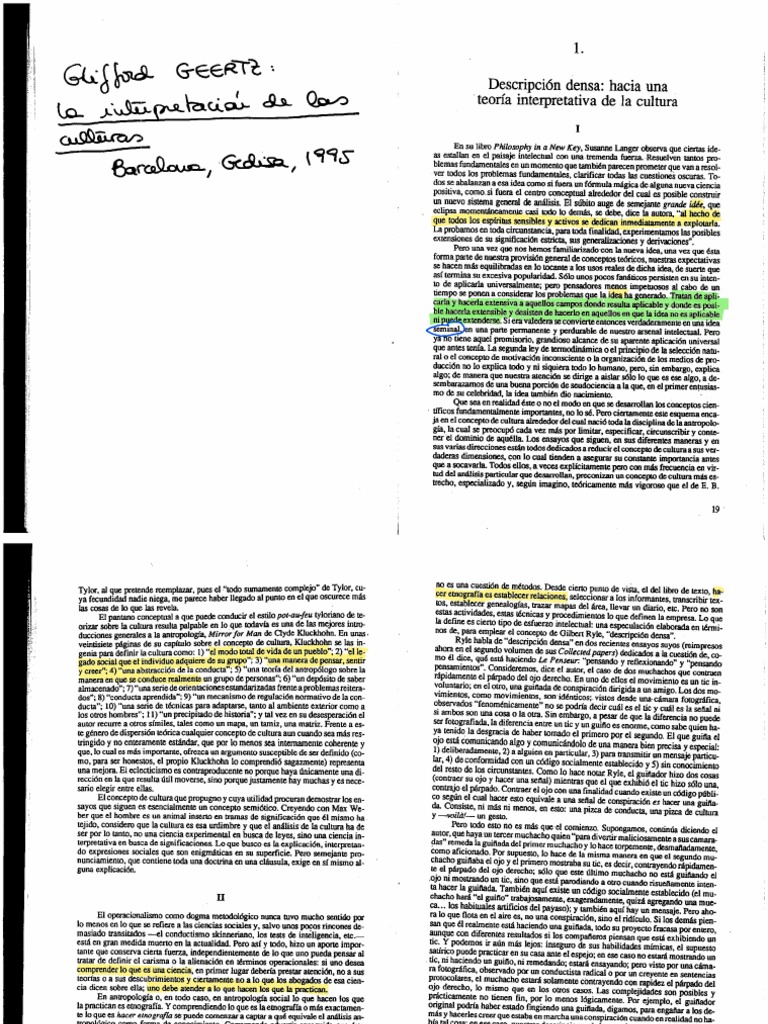 Geertz - Descripción Densa - La Interpretación de Las Culturas | PDF