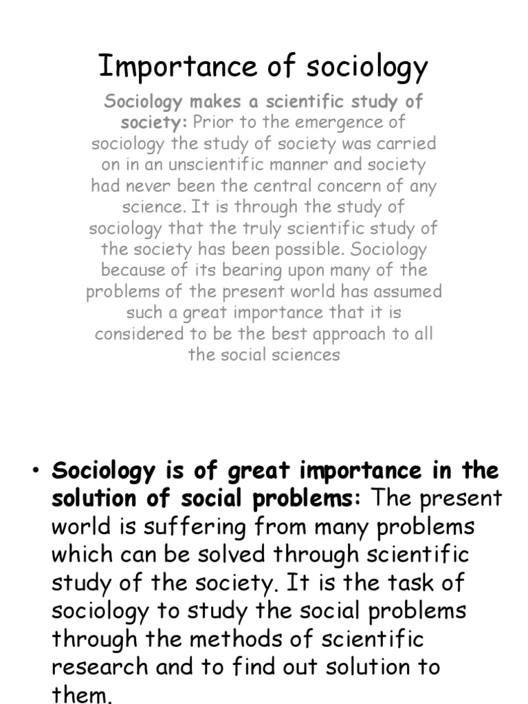 Importance of Sociology | PDF | Sociology | Émile Durkheim