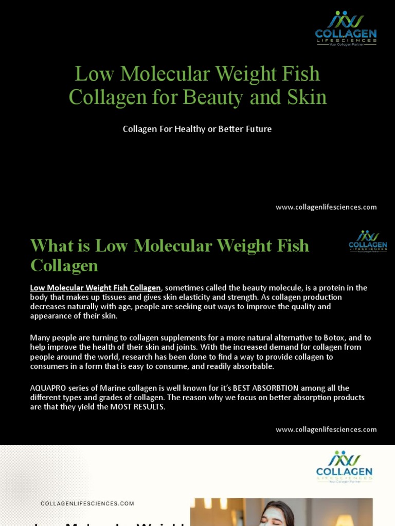 Low Molecular Weight Fish Collagen For Beauty and | PDF | Skin | Collagen