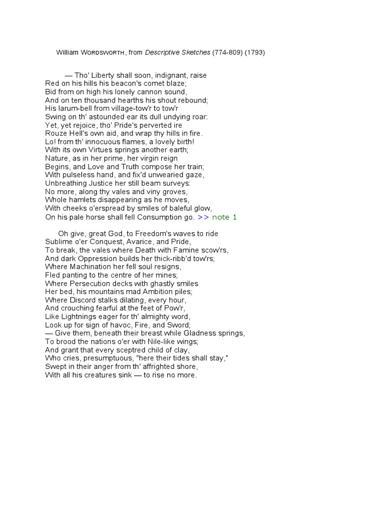 Wordsworth - Descriptive Sketches | PDF