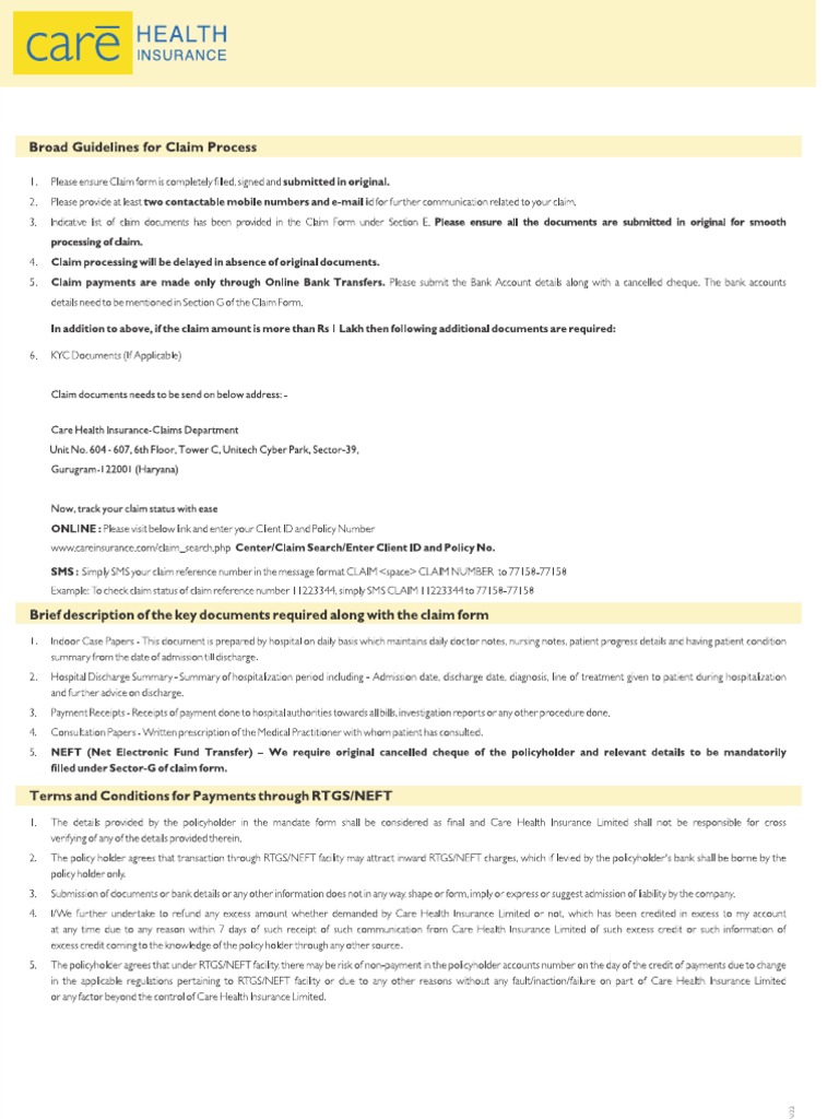 Care Plus Claim Form Instructions | PDF