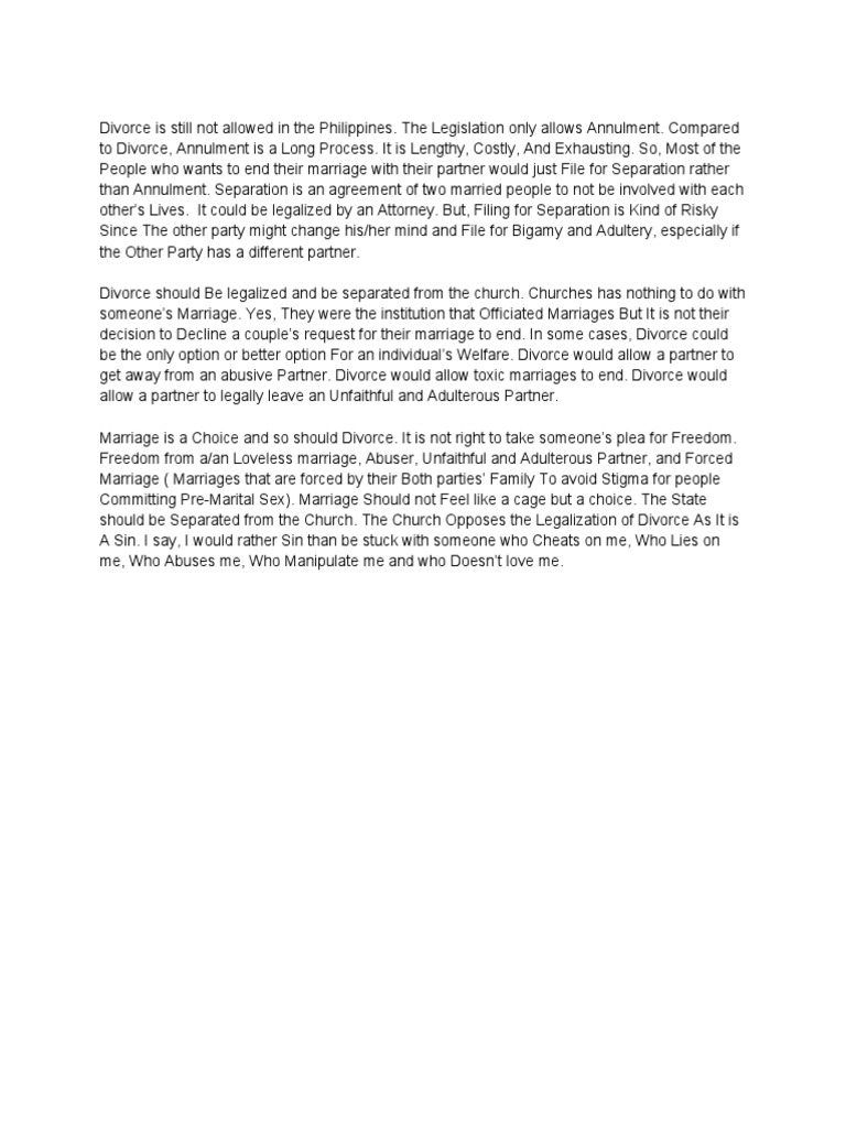 Legalizing Divorce in the Philippines | PDF | Law