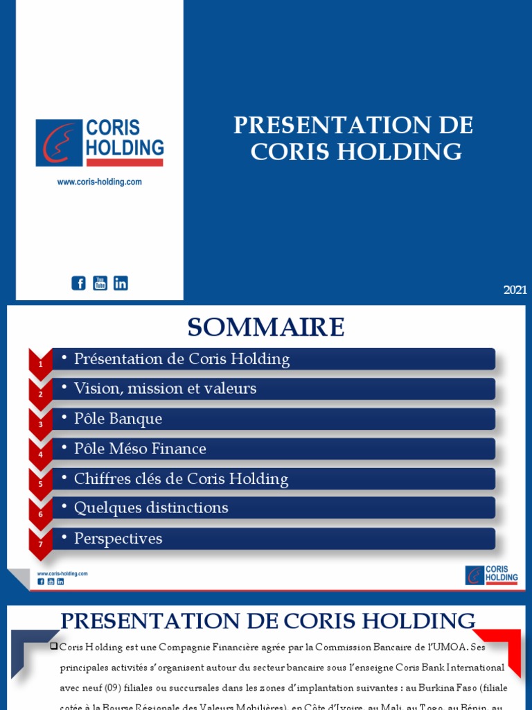 Présentation de Coris Holding Juillet 2021+part Des Filiales Groupe ...