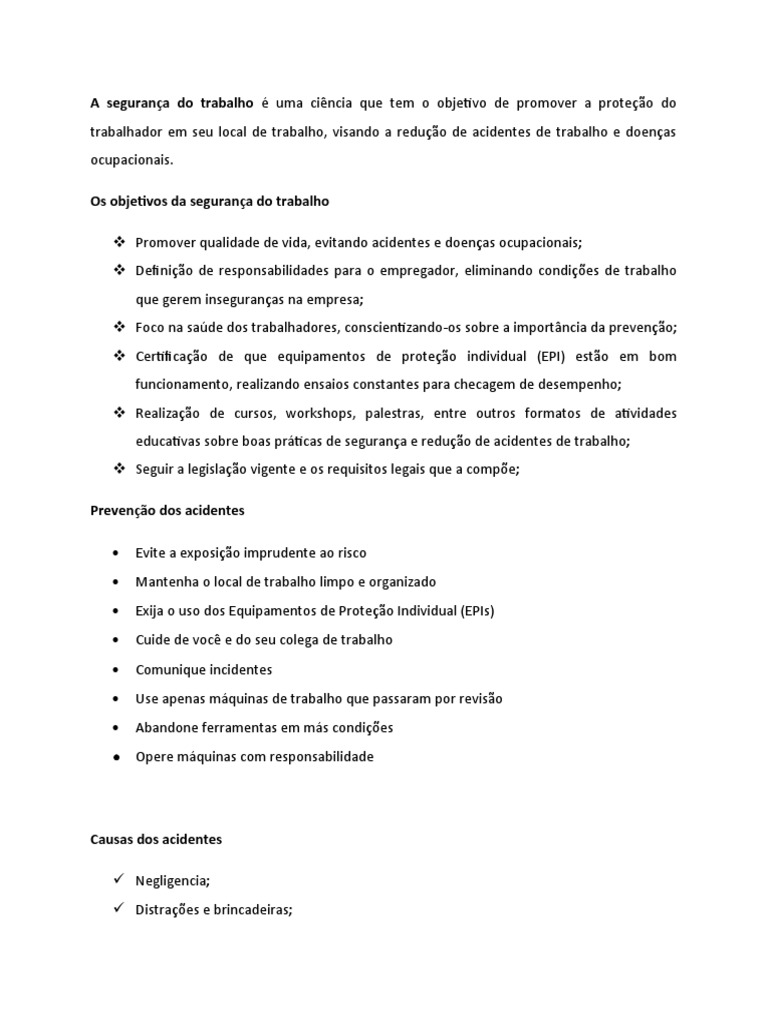 Resumo de HST | PDF | Fatores humanos e Ergonomia