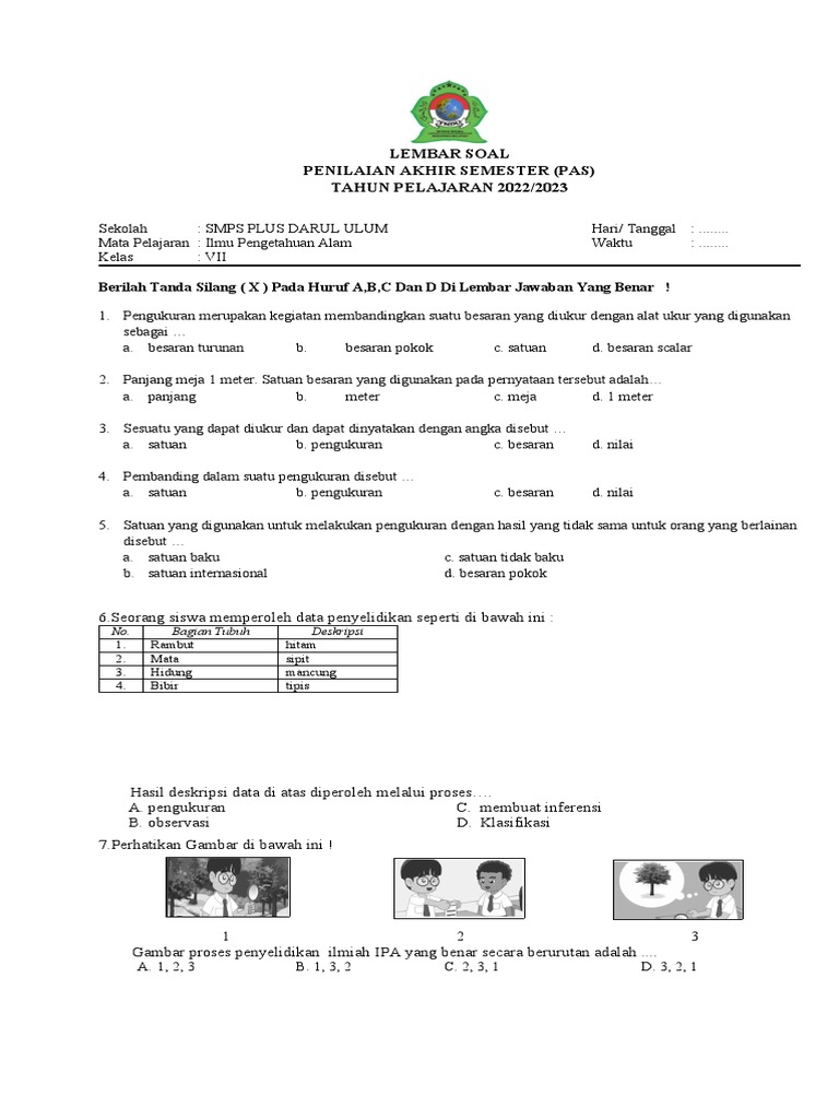 Soal Ipa Pas 7 | PDF