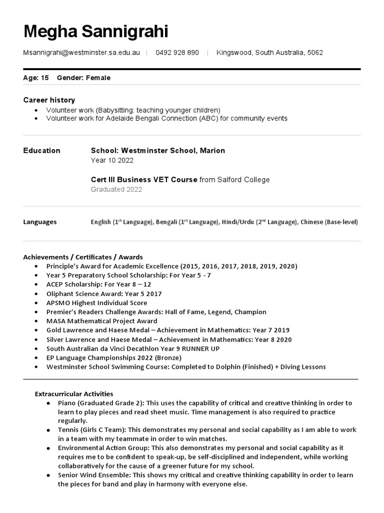 Megha S - Resume | Download Free PDF | Cognition