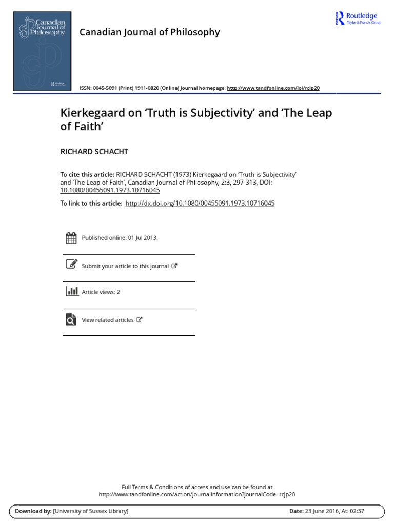 Kierkegaard On Truth Is Subjectivity and The Leap of Faith | PDF ...