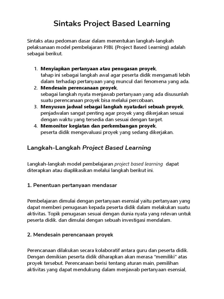 Sintaks Project Based Learning | PDF