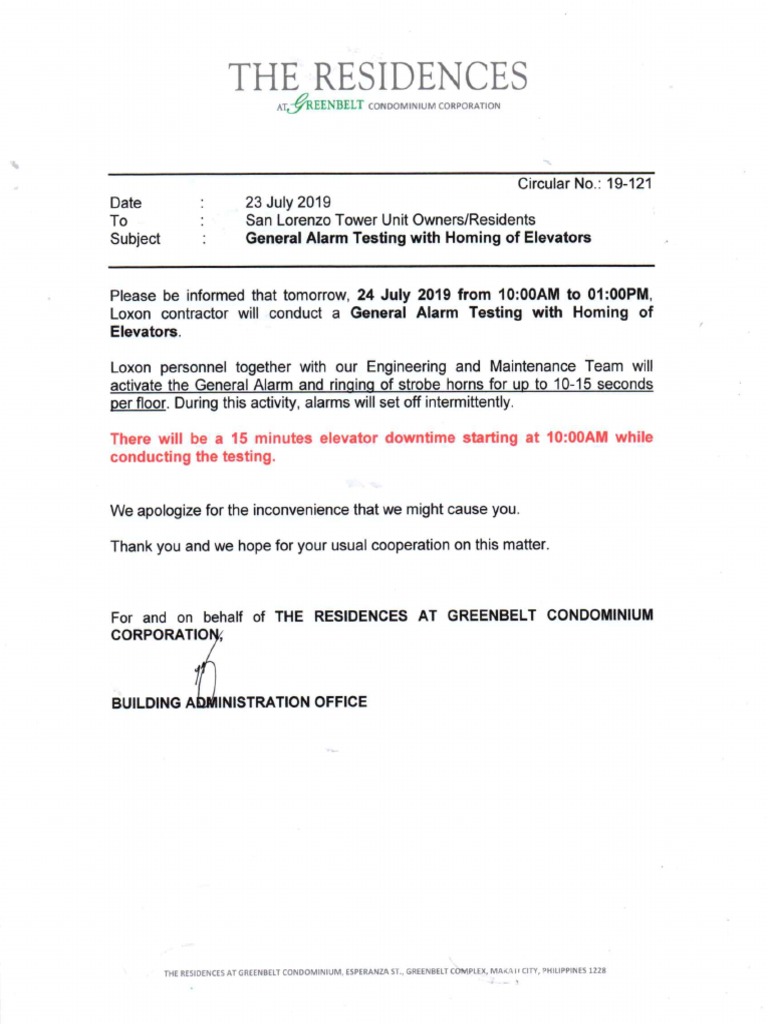 General Alarm Testing Announcement | PDF